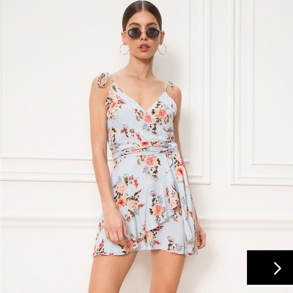 Superdown ‘Elena’ Mini Dress In Blue Multi, Size S - Gem